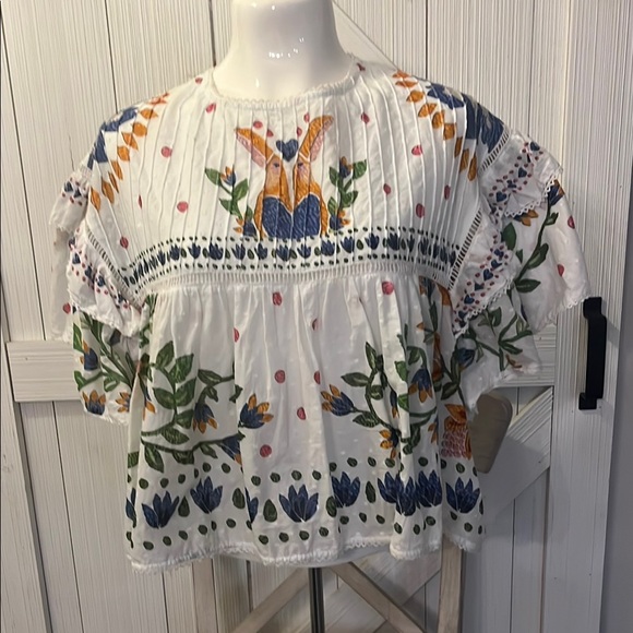 FARM Rio | Tops | Farm Rio Floral Embroidered Smock Top | Poshmark